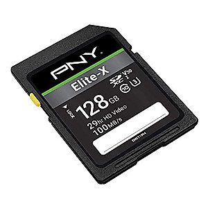 PNY 128GB Elite-X Class 10 U3 V30 SDXC Flash Memory Card - 100MB/s, Class 10, U3, V30, 4K UHD, Full HD, UHS-I, Full Size SD