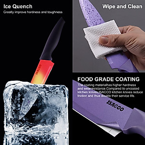 ISACCO Knife Set,12pcs Kitchen Knife Set,Non-stick Food Grade Coating,Utility Knives with Blade Guards,Ultra-Sharp High Carbon Stainless Steel Knives,Dishwasher Safe(Pass the FDA Certificate)