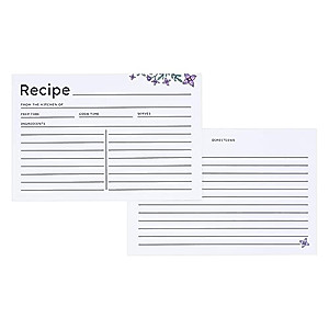 poiet Tin Recipe Box with Cards and Dividers, Includes 50 4x6 Recipe Cards, 16 Dividers (Wildflower)
