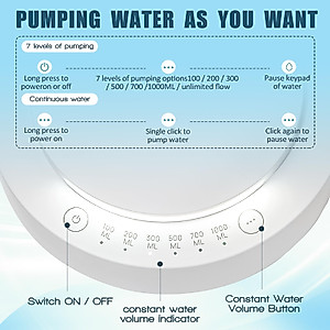 LED Bedside Water Dispenser,Desktop Water Bottle Dispenser,New upgrade LED Light and Touch buttons, Portable 5 Gallon Water Dispenser,with 7 Levels Pumping and Light,Suitable for Home, Office, (white)