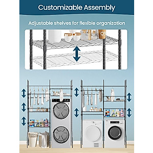YORKING Clothes Drying Rack, Over The Washer and Dryer Storage Shelf with Adjustable Shelves, Space Saving Drying Rack for Laundry Room Easy Storage
