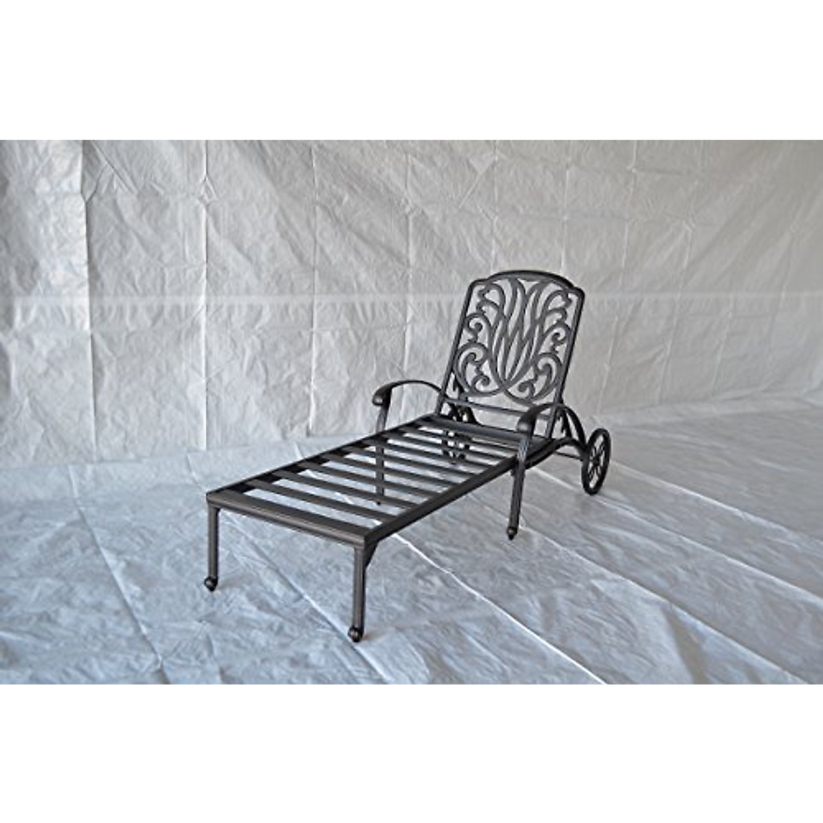 Elizabeth Outdoor Patio 3pc Chaise Lounges Set Dark Bronze Cast Aluminum (Walnut)