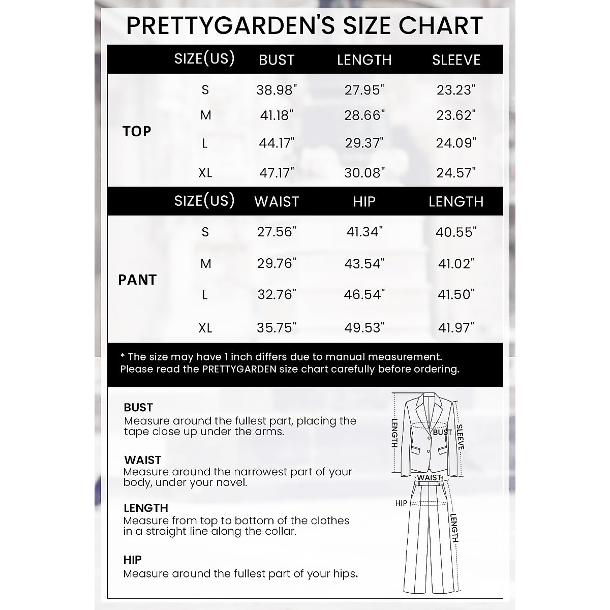 PRETTYGARDEN Women's Fall Two Piece Outfits Dressy Blazer Jacket and Wide Leg Pants Pockets Business Casual Office Suit Sets (Black,Medium)