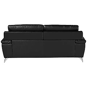 Cortesi Home Chicago Leather Sofa, 79", Black