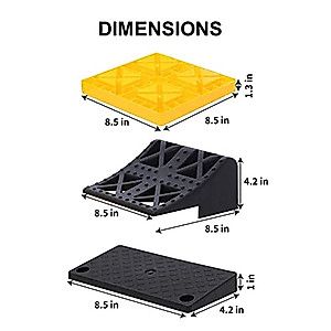 Homeon Wheels RV Leveling Blocks Ramp Design 9 Pack Interlocking Leveling Blocks with One Wheel Chock Camper Leveling Blocks with Carrying Bag