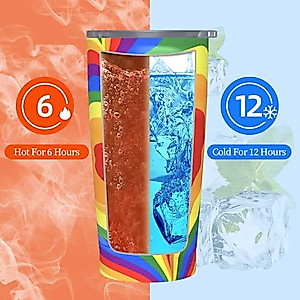 IYERSKD Rainbow Pride Flag Waving In The Wind 20 oz Stainless Steel Tumbler Vacuum Insulated Leakproof Travel Mug for Car Office Gym