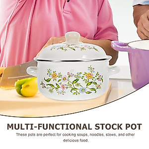 Luxshiny 3pcs Set Enamel Pot Enamelware Pot Double Ear Soup Pot Enamel Casserole Small Pots for Cooking Enamel Cooking Pot Noodles Pot Stockpots for Cooking Stock Pot Food Vintage