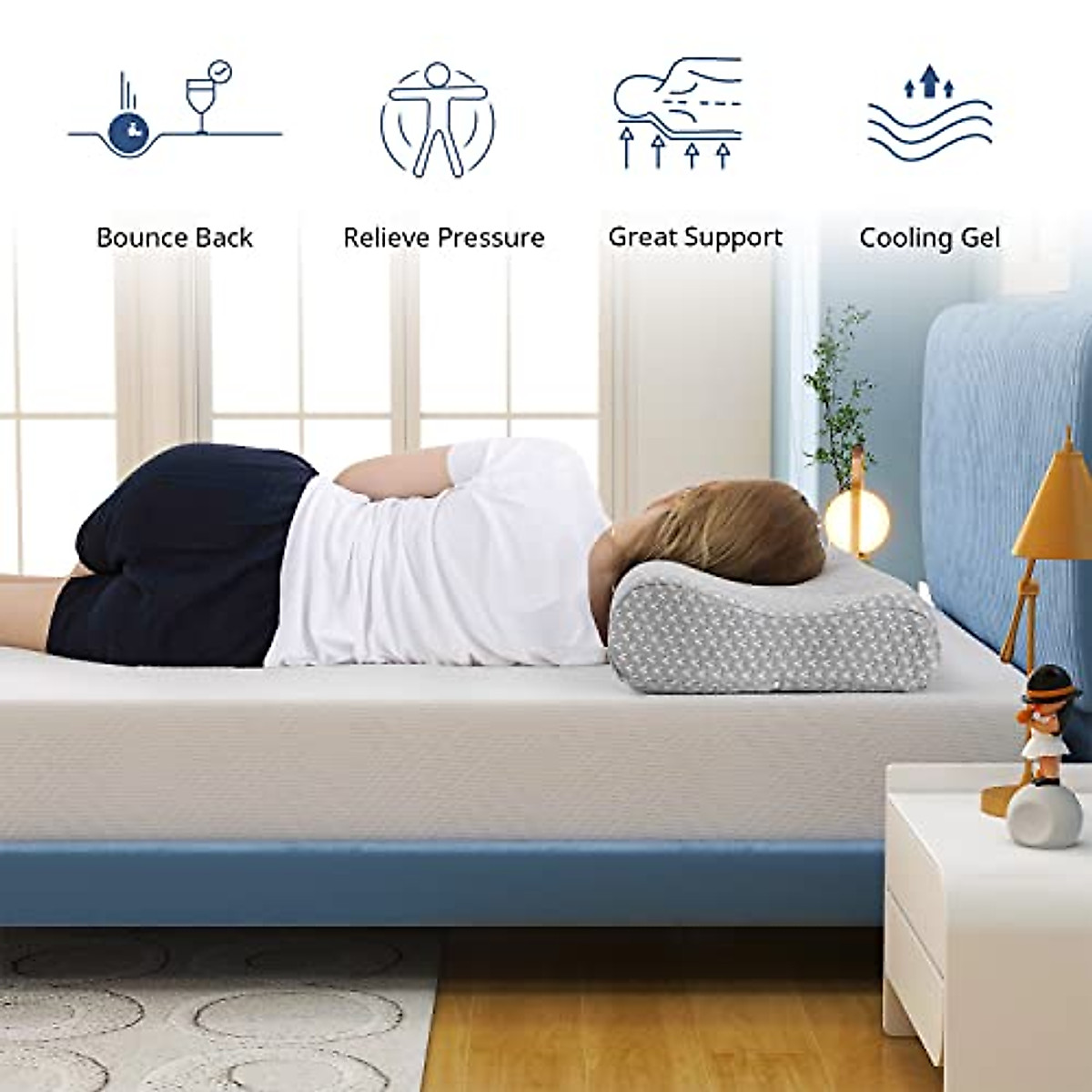 Queen Mattresses, 10 inch Mattress Queen Size Memory Foam Bed in A Box Green Tea Medium Firm