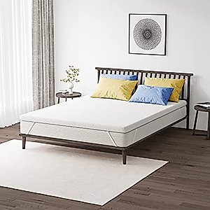 Mattress Topper Short Queen (RV Queen), Homhougo 2 Inch Green Tea Memory Foam Mattress Topper with Zippered Bamboo Cover, Cloud-Like Soft Topper for Travel Trailer, Truck, Camper