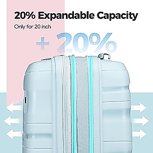 Melalenia Luggage Carry On Suitcase Sets, Expandable PP Hard Shell Suitcase with Spinner Wheels,Travel Luggage with TSA Locks 22x14x9 Airline Approved
