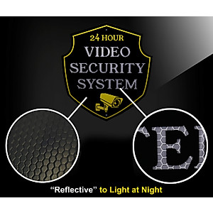 Warning 24 Hour Security Camera Sign | Professional Classic Design | Heavy Duty Dibond Aluminum | Home Property Surveillance Signs | Video Surveillance Wall Sign “REFLECTIVE” |