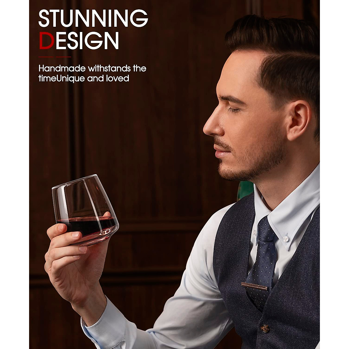 ROVSYA Red Wine Glasses Set of 4-28oz Large Wine Glasses Hand Blown Crystal-Clearer,Lighter for Wine Tasting, Gift Packaging for Valentine's Day, Anniversary, Father's Day, Birthday