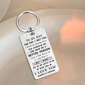 MOQIYXL Father's Day Gifts for Men, I Love You Keychain for Husband Boyfriend, Anniversary Keychain Gifts for Him