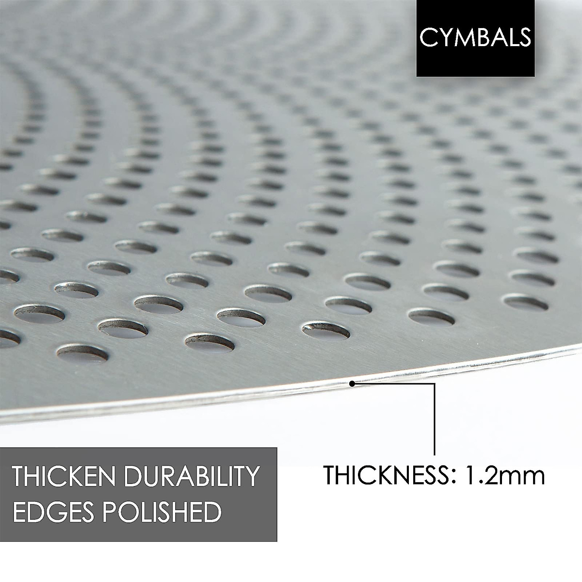Low Volume Hi Hat Cymbals, 14 inches Practice Hi Hat Cymbal Pair, Quiet HiHat Cymbals (Silver)