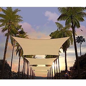 Amgo 16' x 20' Beige Rectangle Sun Shade Sail Canopy Awning ATAPR1620, 95% UV Blockage, Water & Air Permeable, Commercial and Residential (We Custom Size)