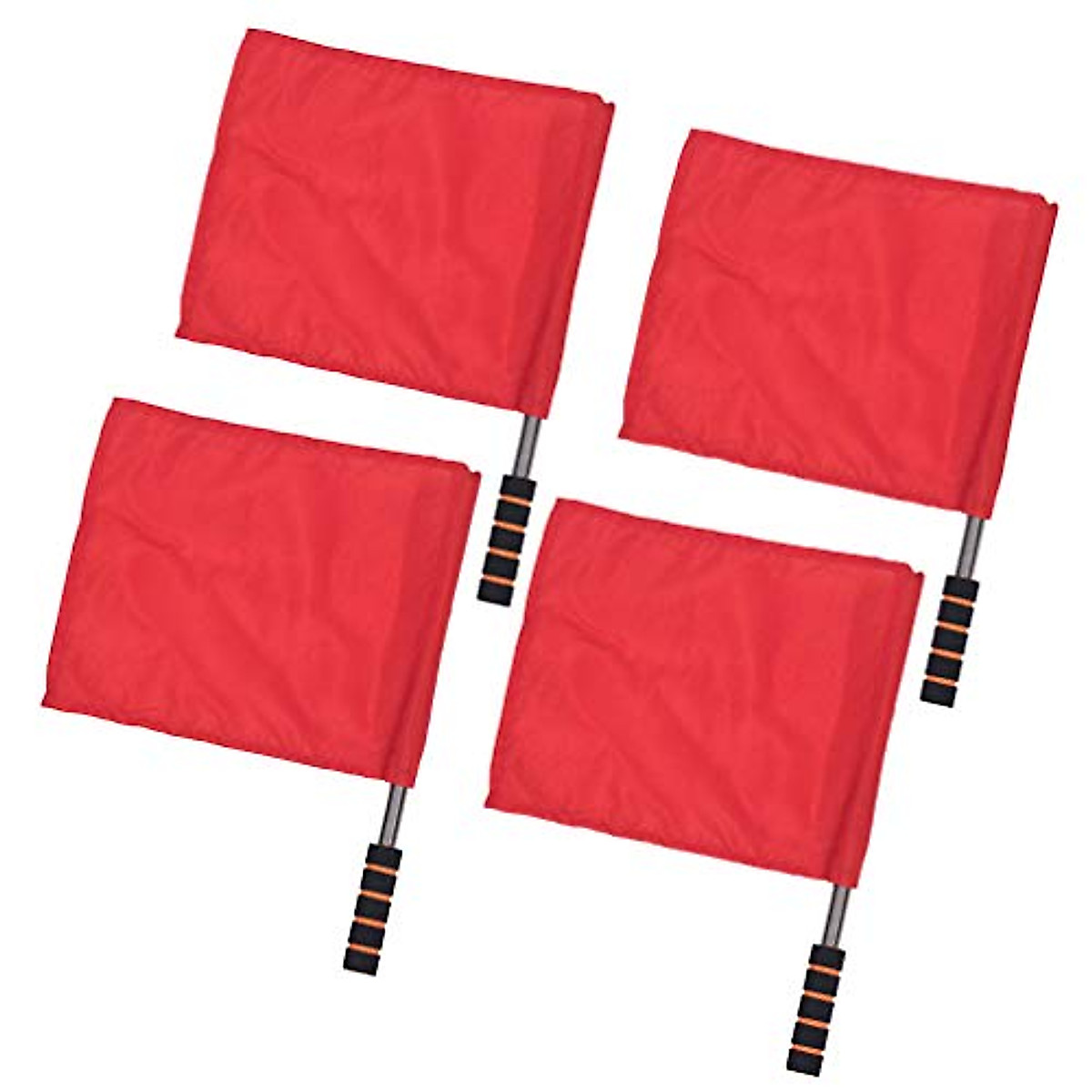 BESPORTBLE 4 pcs Hand Signal Flags Stainless Steel Pole Match Solid Color Command Flag Referee Flag for Football Track and Field (Red)