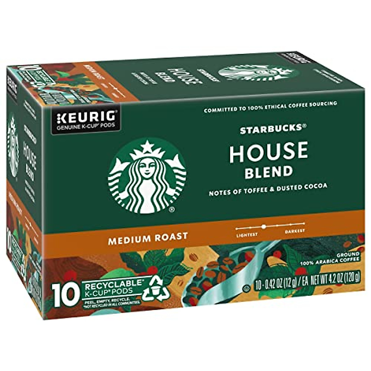 Starbucks Coffee Company Starbucks House Blend Coffee K-Cup Pods, Medium Roast Ground Coffee K-Cups for Keurig Brewing System, 100% Arabica Coffee, 10 CT K-Cups/Box (Pack of 2 Boxes)