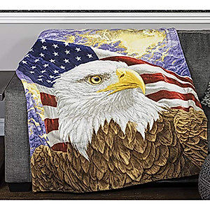 Dawhud Direct Independence Day Fleece Blanket for Bed, 50" x 60" Eagle Fleece Throw Blanket for Men, Women and Kids - Super Soft Plush Eagle Blanket Throw Print Blanket for Eagle Lovers