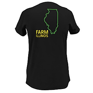 John Deere USA Farm Illinois State Pride Ladies V Neck T-Shirt State Outline Graphic Tee-Illinois-Medium