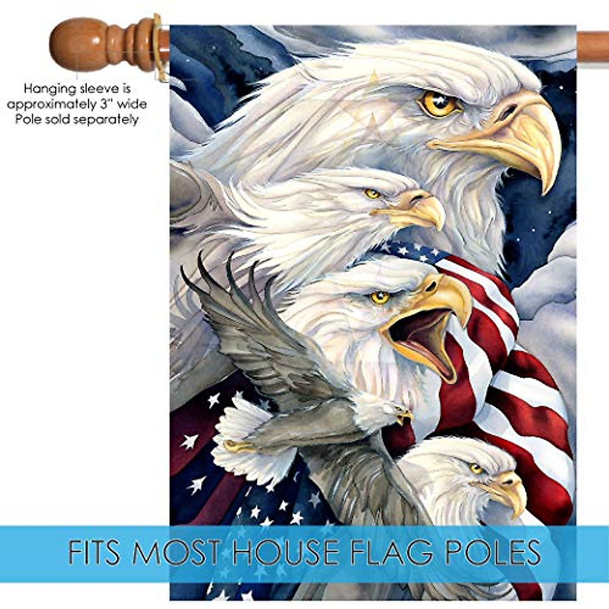 Toland Home Garden 1012379 Fly In Unity Patriotic Flag 28x40 Inch Double Sided Patriotic Garden Flag for Outdoor House Eagle Flag Yard Decoration