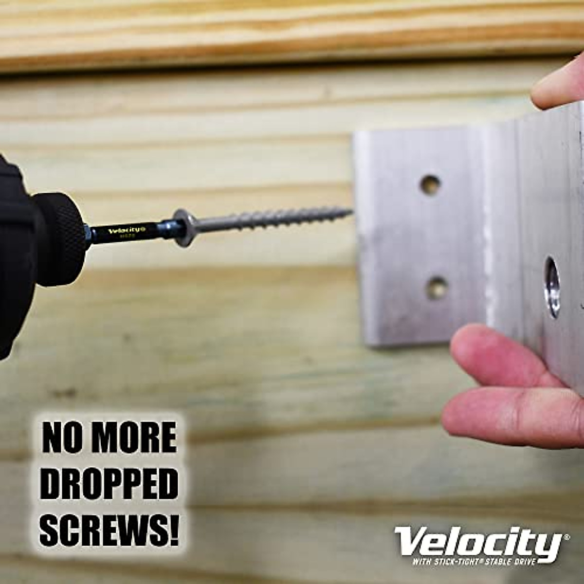 Velocity Exterior Long Length Wood Screws and Drive Bit – Screw Set with Long Large Wood Screws and StickTight™ Hexstix® Driver Bit (Size #12 x 6", 50 Count)