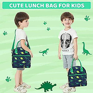 VASCHY Lunch Box Bag for Kids, Insulated Lightweight Lunch Box Tote for Toddler Boys and Girls School Daycare Kindergarten Dinosaur