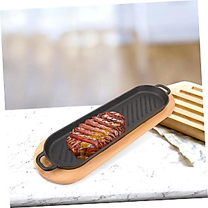 OKUMEYR Grill Plate Creative Baking Pan Steak Pan Cast Iron Serving Plate Frying Plate Steak Grill Pan Household Steak Pan Non-stick Steak Pan Cast Iron Steak Plate Grilling Food Pan