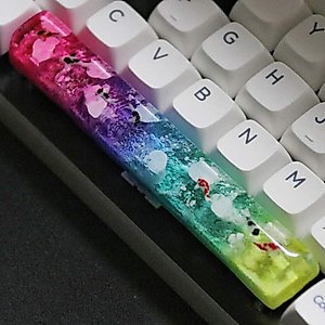 HFSECURITY Koi Space Bar Resin Keycaps for Cherry Mx Switch Mechanical Gaming Keyboard Handmade 6.25x Spacebar Colorful Resin Keycaps