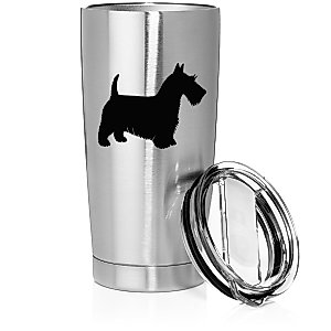Smooth Body Tumbler Stainless Steel Vacuum Insulated Travel Mug Cup Gift Scottie Scottish Terrier (Stainless Steel, 20 oz)