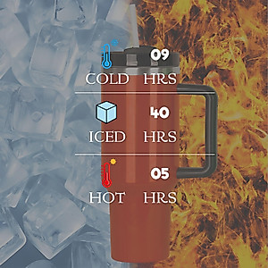 HIZEE 40 oz Neon Tumbler with Handle and Straw, Stainless Steel Sublimation tumbler with Lid,Double Wall insulated iced coffee cup,Spill Proof Water Bottle Travel Mug,Dishwasher Safe（red ）