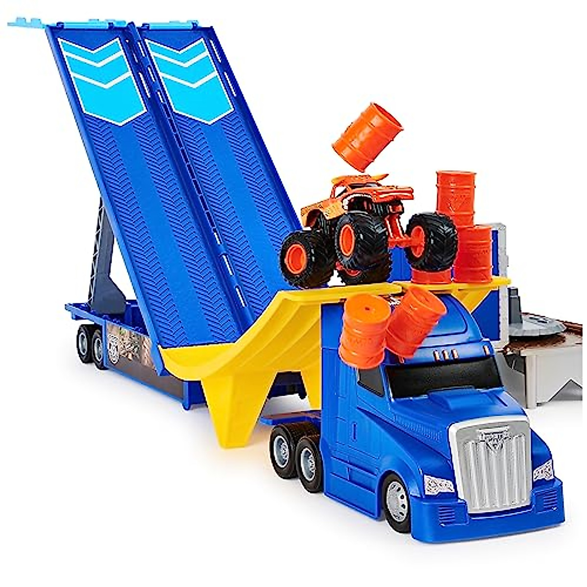 Monster Jam, Transforming Hauler Playset and Storage with Exclusive El Toro Loco Monster Truck, 1:64 Scale, Kids Toys for Boys and Girls Ages 4-6+