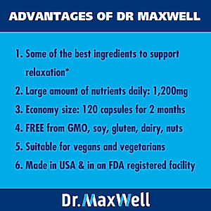 Dr. Maxwell Cortisol Manager Supplement, Supports Relaxation, Mood & Sleep in Times of Occasional Stress, Ashwagandha Rhodiola Adaptogens, Helps Maintain Normal Cortisol Levels, 120 Capsules
