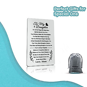Daughter Gifts from Mom Engraved Wallet Card for Daughter Birthday Christmas Graduation Gifts Mothers Day Wedding Day Gifts To My Daughter Wallet Card from Mom
