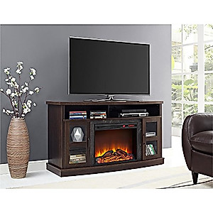 Ameriwood Home Barrow Creek Fireplace Console with Glass Doors for TVs up to 60", Espresso