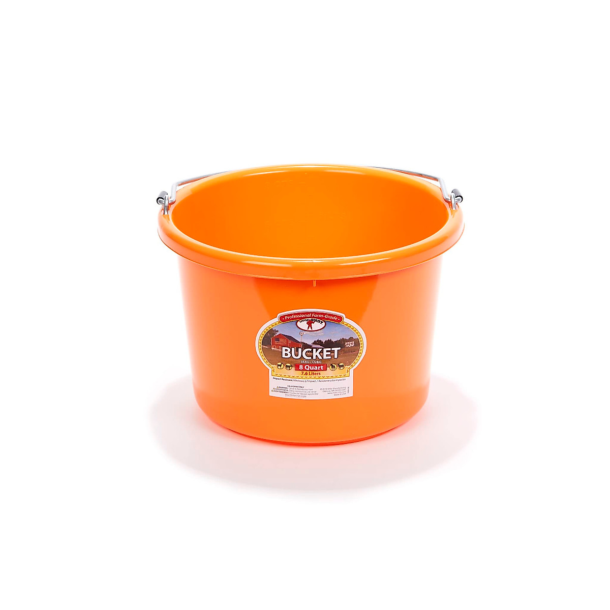 Plastic Animal Feed Bucket (Navy) - Little Giant - Round Plastic Feed Bucket with Metal Handle (8 Quarts / 2 Gallons) (Item No. P8ORANGE6)