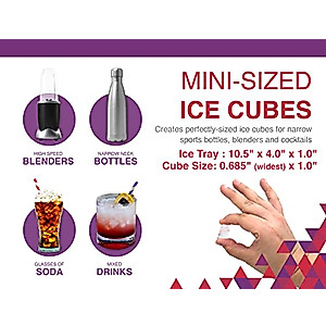 Arrow Small Ice Cube Trays for Freezer, 3 Pack - 60 Mini Cubes Per Tray, 180 Cubes Total - Made in the USA, BPA Free Plastic - Ideal Small Ice Cube Trays for Ice Coffee and Blenders – Blue