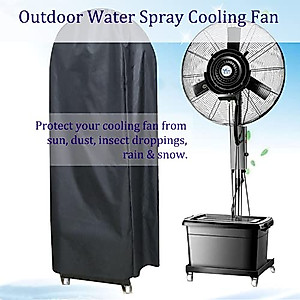 J&C Fan Cover Misting Fan Cover Waterproof Spray Cooling Fan Cover Industrial Fan Dust Cover Outdoor Water Misting Fan Covers Patio Water Tank Fans Case Heavy Duty Black Dustproof Large Black (No Fan