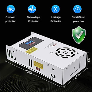 New Version DC Converter Digital Display 110V, 48V Adjustable dc Power Supply 480W 10A,Variable Switch Transformer Regulated 5V 10V 12V 24V 48V Buck Converter for Car,CCTV Computer Lab.