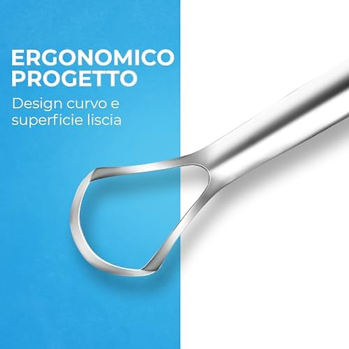 Tongue Scraper for Adults by HOKIN (1Pcs Oral Care Pack) Stainless Steel Tongue Cleaners Reduce Bad Breath 100% Metal Tough Scrapers Men and Women Hygiene