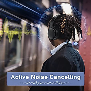 Roollmantaker Active Noise Cancelling Headphones, Wireless Over Ear Bluetooth Headphones with Microphone,40H Playtime,Fast Charge,Foldable,Deep Bass for Work,Travel,TV(Black)