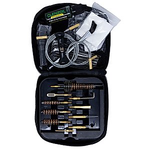 Clenzoil Field & Range Tactical Gun Cleaning Kit | Black | All-in-One Rifle & Pistol Cleaning Kit | Includes Field & Range CLP, Bore Brushes, Patches, Rod, Cable, Handle, Brush, Tools & More!