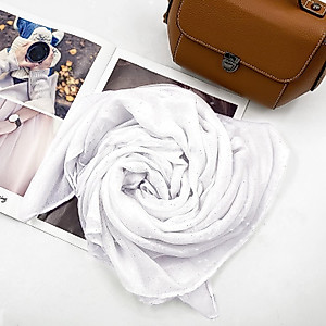 woogwin Women's Cotton Scarves Lady Light Soft Fashion Solid Scarf Wrap Shawl(Glitter White)