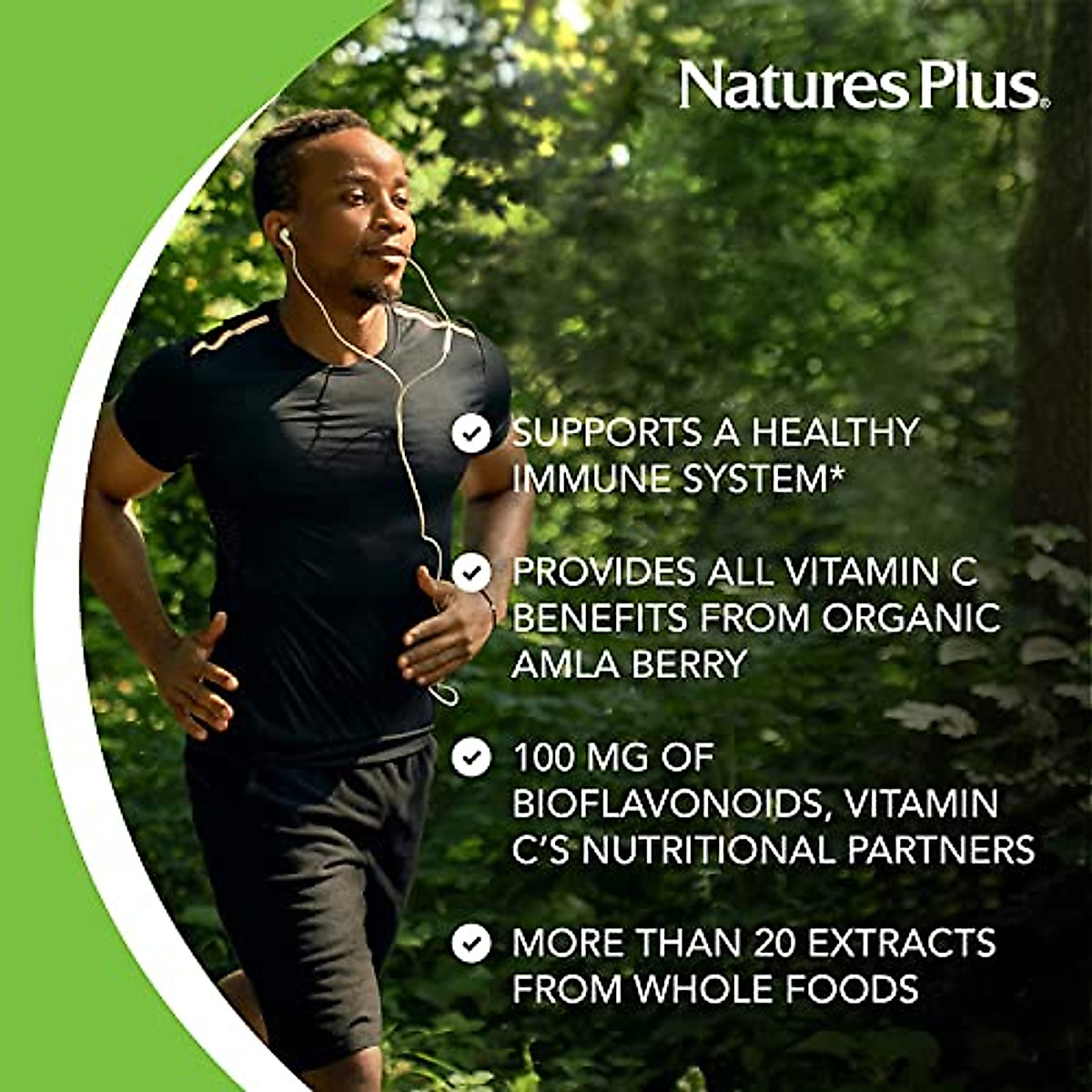 NaturesPlus Source of Life Garden Certified Organic Vitamin C - 500 mg, 60 Vegan Capsules - Whole Food Immune Support Supplement, Antioxidant - Vegetarian, Gluten-Free - 30 Servings