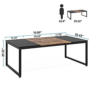Tribesigns 70.8 Inch Modern Executive Desk, Large Workstation Office Computer Table, Modern Simple Business Study Writing Desk Furniture for Home Office, Black and Brown