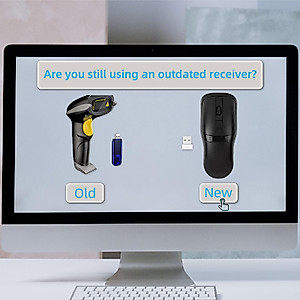 THARO New Wireless Mouse Barcode Scanner, 2-in-1 Design 2D Handheld Barcode Scanner with Wireless Mouse Functions for POS System,Store,Supermarket, Warehouse.(Black)