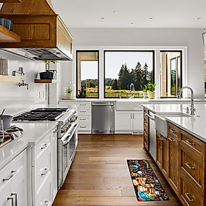 UpNUpCo Artistic Beautiful Anti Fatigue Kitchen Floor Mat - Unique Floor Mats - Pain Relief Padded Kitchen Mats - Floor Mats For In Front Of Sink - Memory Foam 47" X 17.5" X 10mm Coffee