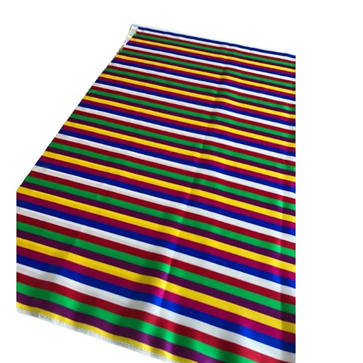 Saekdong Multi-Color Striped Fabric by The Yard for Korean Hanbok Sewing DIY Crafting Fashion Design, Blue, White, Red, Green, Purple, Yellow, Pink, (35 x 35 inches)