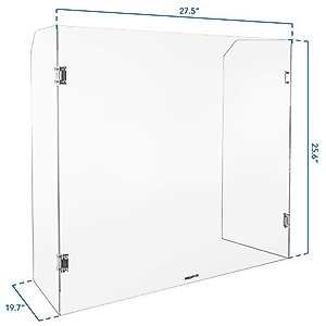 Mount-It! Acrylic Protective Sneeze Guard 27.6" x 19.7" x 25.6" | Foldable Clear Plexiglass Personal Protection Shield and Partition | Three Size Coverage