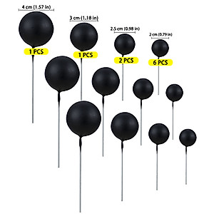 Gyufise 30Pcs Mini Balloon Cake Topper Foam Ball Cake Picks Cupcake Faux Pearl Balls DIY Cake Insert Topper Decoration for Anniversary Graduation Birthday Party Baby Shower Black