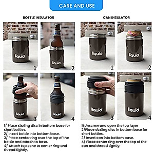 Grand Fusion Icy Bev Kooler 2.0 Insulated Bottle, 3-in-1 Thermos (Bottle Insulator, Can Insulator, and Water Bottle), Stainless Steel and Vacuum Insulated Water Bottle, Platinum